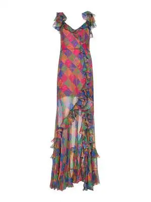 Etro ETRO Multicolor Geometric Paisley Silk Chiffon Maxi Dress Multicolor