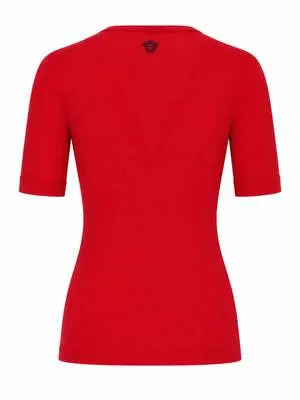 Versace Ribbed Wool T-shirt With Embroidery - Red