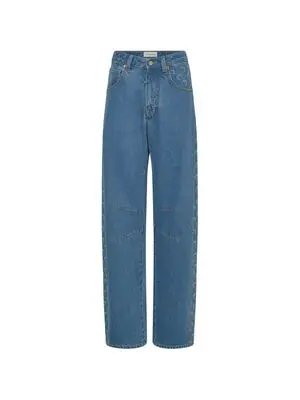 MARINE SERRE Baggy Fit Jeans With Moon Print Panels - Multicolor