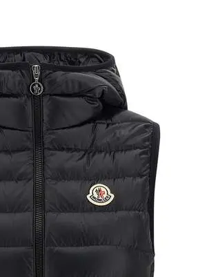 Moncler Glygosse Quilted Goose Feather Padded Vest With Hood - Black