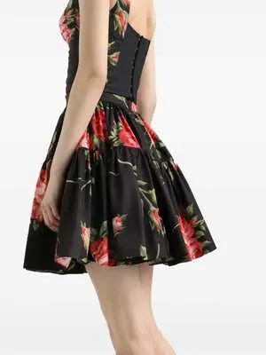 Dolce & Gabbana Black Floral Print Miniskirt