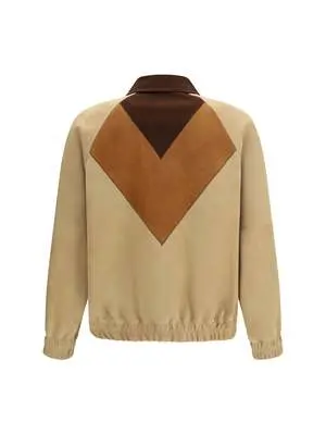 Valentino Garavani Suede Geometric Paneled Jacket - Brown