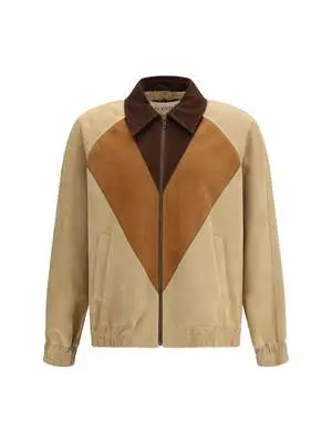Valentino Garavani Suede Geometric Paneled Jacket - Brown