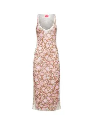 DIESEL® Ribbed Knit M-blom Printed Midi Dress - Multicolor