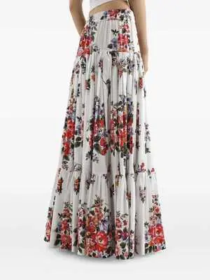 Dolce & Gabbana Floral Cotton Drawstring Skirt - Multicolor
