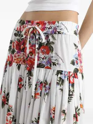Dolce & Gabbana Floral Cotton Drawstring Skirt - Multicolor