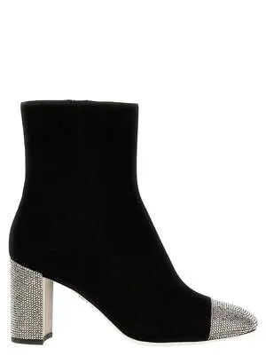 Rene Caovilla Bonnie' Embellished Suede Ankle Boots - Black