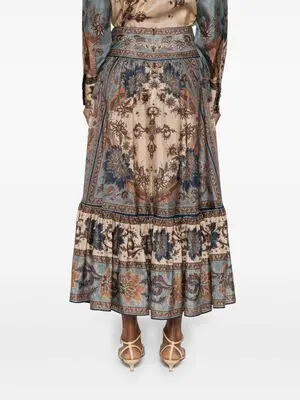 Zimmermann Ascension Printed Silk Skirt - Multicolor