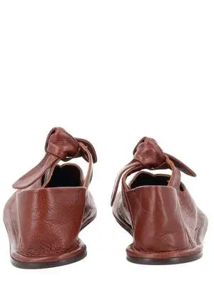 Hereu Lambskin Mary Jane Flats With Knot Detailing - Brown
