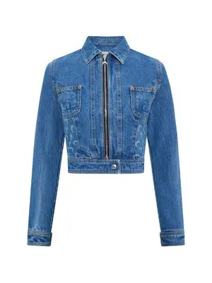 MARINE SERRE Denim Cotton Jacket With Zip Up - Multicolor