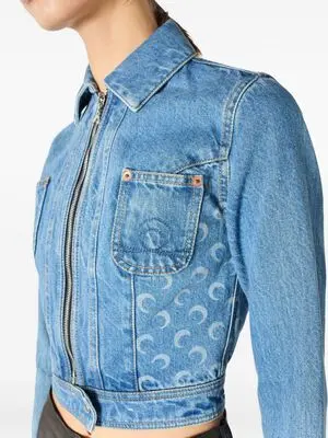MARINE SERRE Denim Cotton Jacket With Zip Up - Multicolor