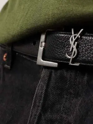 Saint Laurent Leather Belt With Monogram Buckle - Multicolor