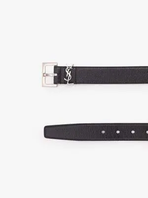 Saint Laurent Leather Belt With Monogram Buckle - Multicolor