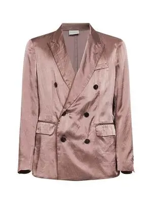 Dries Van Noten Old Rose Viscose And Cotton Double-breasted Blazer