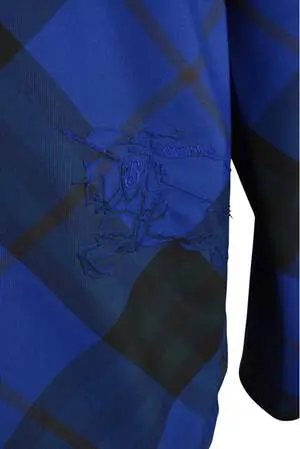 Burberry Plaid Zip-up Hooded Jacket - Blue