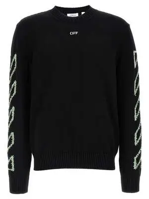 Off-White Diag Outline Cotton Sweater - Black
