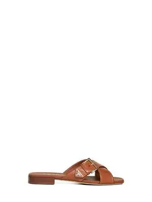 Prada Calf Leather Slides With Adjustable Logo Buckle - Multicolor
