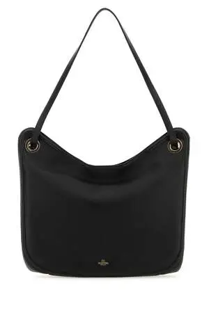 Valentino Garavani Leather Vlogo Moon Shopping Bag - Black
