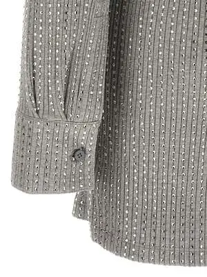 Attico Rhinestone Ribbed Mini Dress