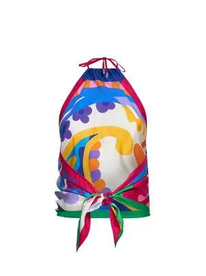 Etro Paisley Printed Silk Twill Bandana Top