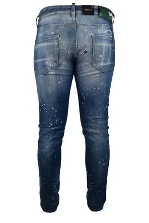 Dsquared2 Cool Guy Jeans With Faded Effect And Paint Stains - Blue