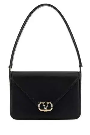 Valentino Garavani Leather Vlogo Shoulder Bag - Black