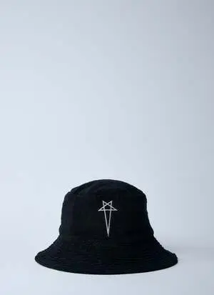 Rick Owens Terry-cloth Logo Motif Bucket Hat - Black
