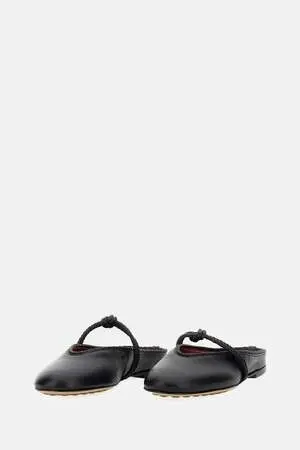 Bottega Veneta Ballerina Mules Lucia In Black Leather - Multicolor