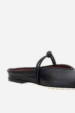 Bottega Veneta Ballerina Mules Lucia In Black Leather - Multicolor