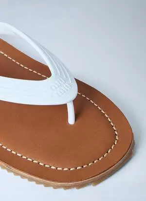 Miu Miu Textured Strap Flip-flops With Leather Sole