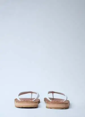 Miu Miu Textured Strap Flip-flops With Leather Sole