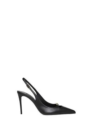 Dolce & Gabbana Black Silky Nappa Leather Lollo Slingback Pumps - Multicolor