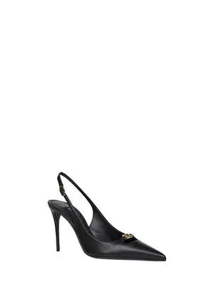 Dolce & Gabbana Black Silky Nappa Leather Lollo Slingback Pumps - Multicolor