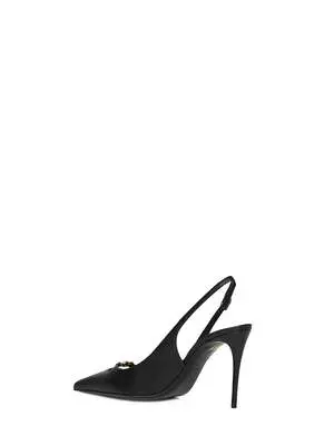 Dolce & Gabbana Black Silky Nappa Leather Lollo Slingback Pumps - Multicolor