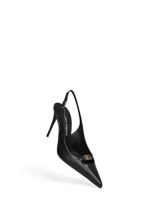 Dolce & Gabbana Black Silky Nappa Leather Lollo Slingback Pumps - Multicolor
