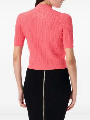 Balmain Crewneck Cable Knit Cardigan With Gold Buttons - Multicolor