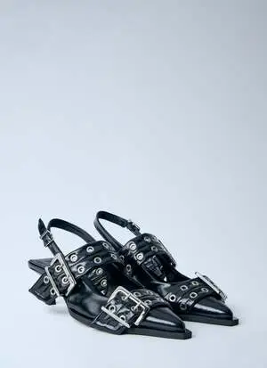 GANNI Slingback Pumps With Buckle Detailing