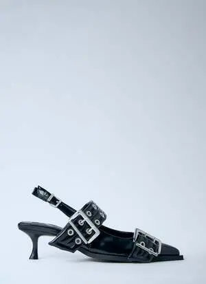 GANNI Slingback Pumps With Buckle Detailing - Black