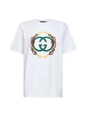 Gucci White Cotton Jersey Printed T-shirt - Multicolor