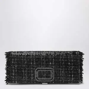 ROGER VIVIER Pilgrim Clutch Bag With Micro Sequins And Jewelled Buckle - Black