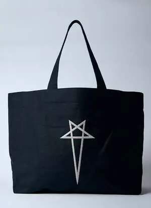 Rick Owens Canvas Embroidered Beach Tote Bag - Black