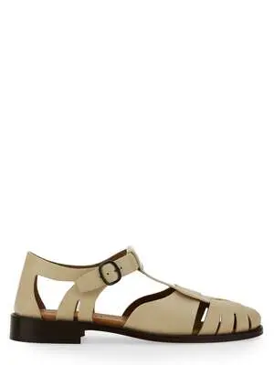 Hereu Leather Sandals With Buckle Fastening - Cream
