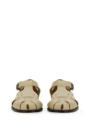 Hereu Leather Sandals With Buckle Fastening - Cream
