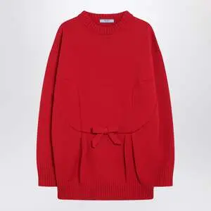 Prada Wool Crew Neck Sweater With Bow Detail
