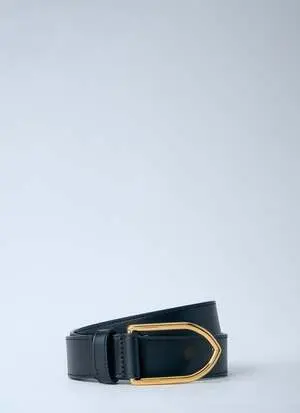 Jacquemus La Ceinture Bambino Leather Belt With Gold-tone Buckle - Black