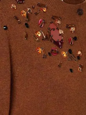 Fendi Wool And Cashmere Cardigan With Rhinestone Embellishments - Multicolor