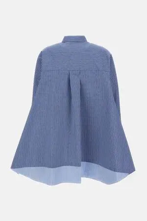 Sacai Oversized Striped Poplin Shirt With Double-layered Sleeves