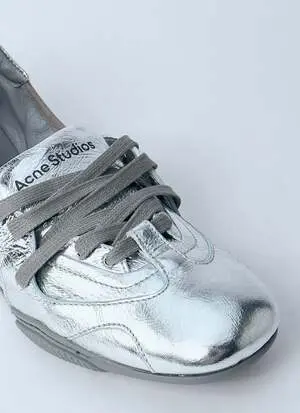 Acne Studios Metallic Leather Lace-up Shoes - Silver