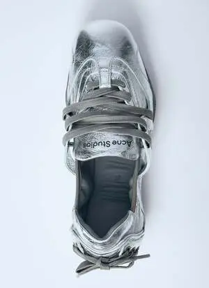 Acne Studios Metallic Leather Lace-up Shoes - Silver