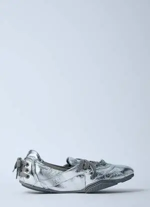 Acne Studios Metallic Leather Lace-up Shoes - Silver